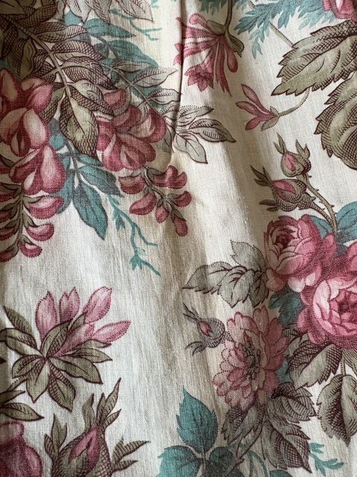 Antique French Roses Wisteria Floral Cotton Fabric Valance- Rose Pink ...