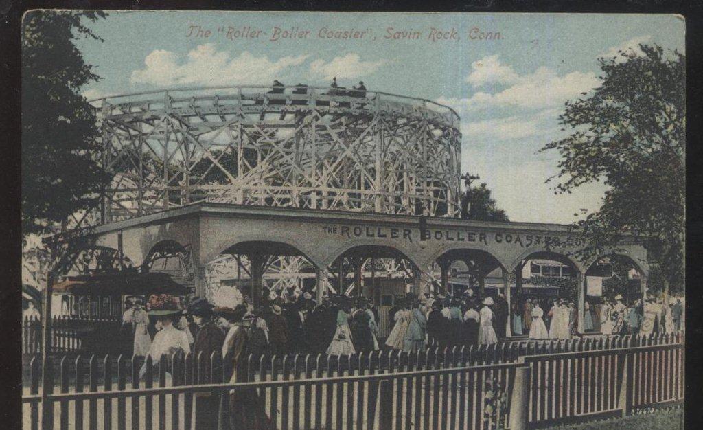 Postcard SAVIN ROCK Connecticut/CT Amusement Park Roller-Boller Coaster ...