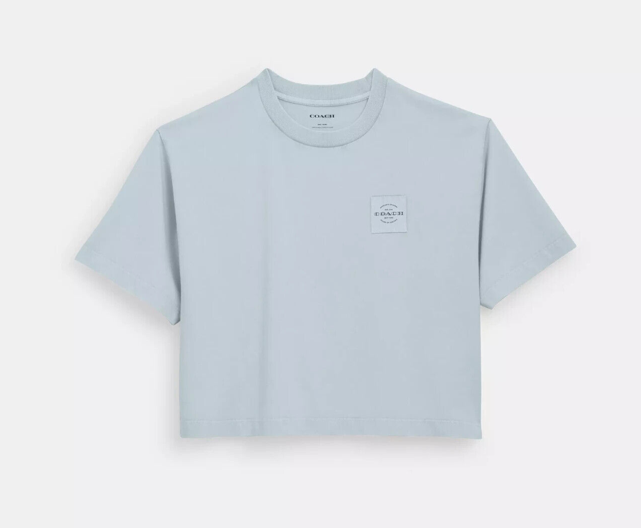 Coach Women's Dusty Blue Garment Dye Organic Cotton Cropped T Shirt ...