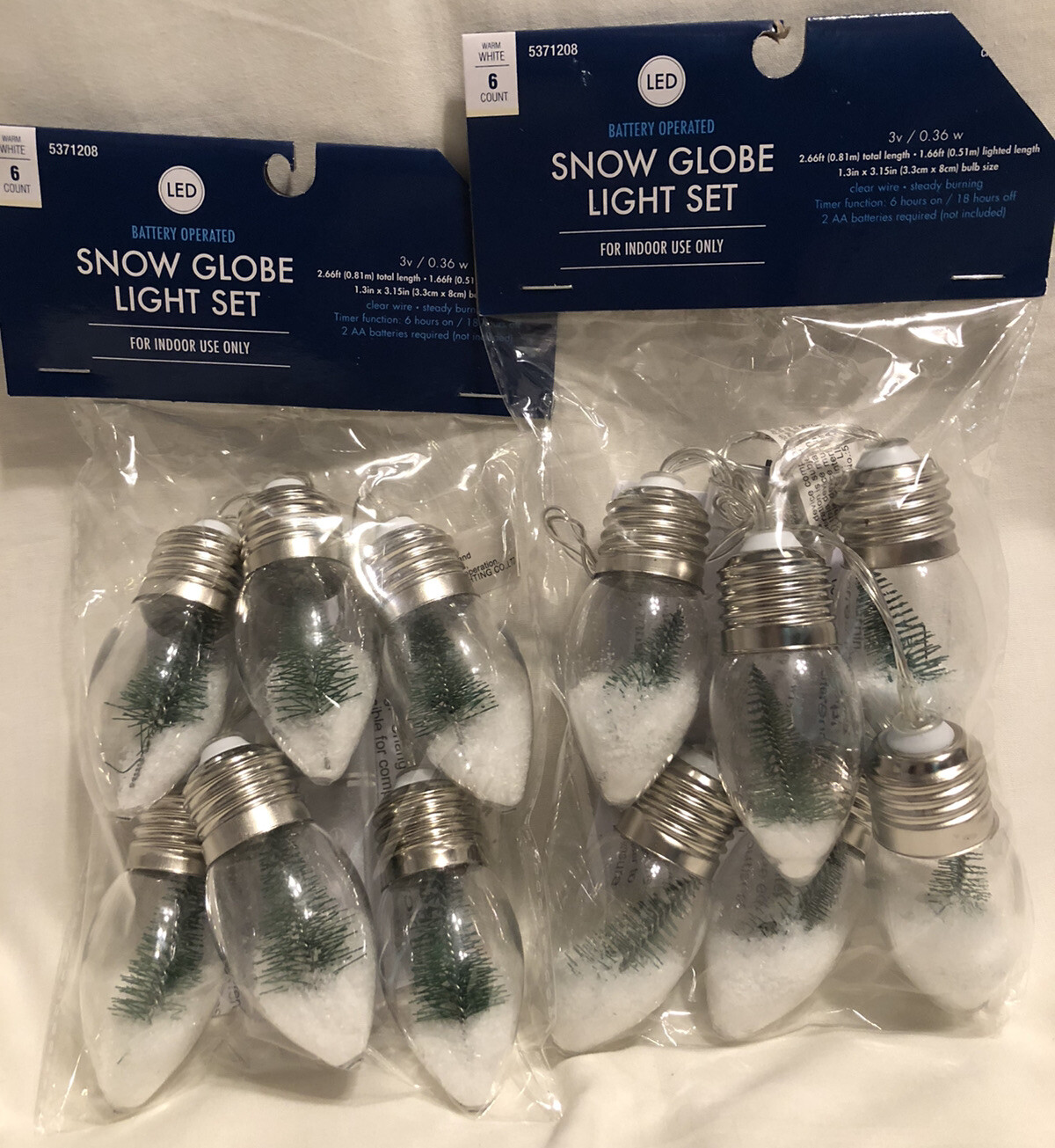 Lot Of 2 Hobby Lobby Target Snow Globe Tree String Lights LED Battery 6 ...