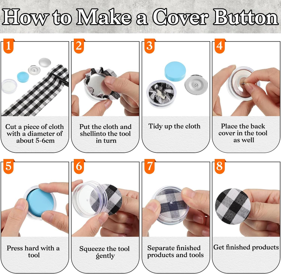 100 Sets Cover Button Kit with 2Pcs 22Mm Button Tools, Self Cover ...