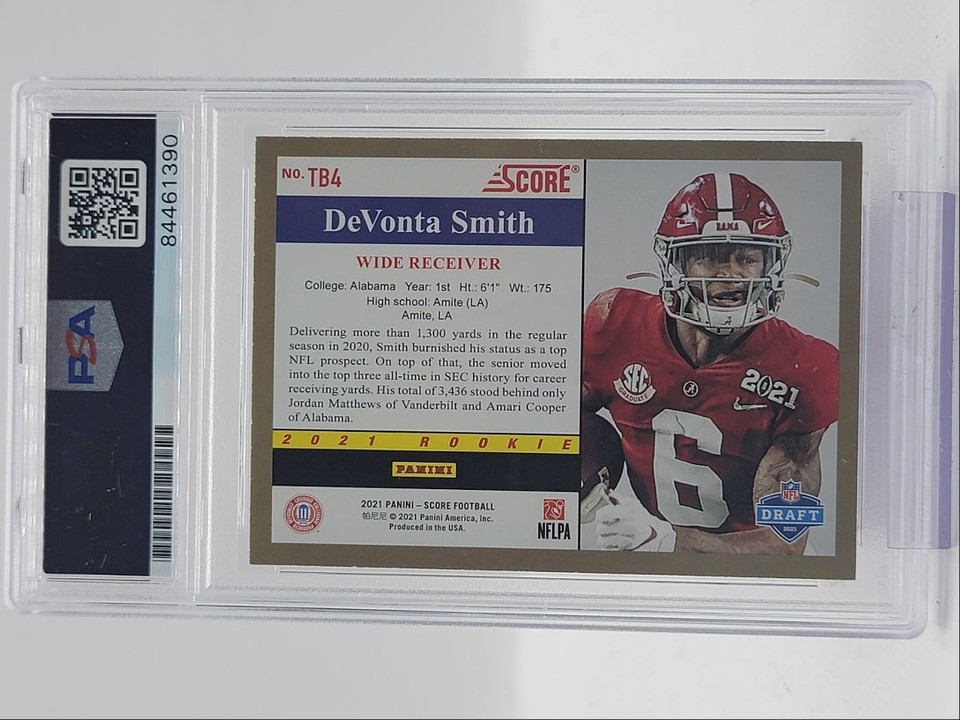 DEVONTA SMITH 2021 SCORE DRAFT ROOKIE AUTOGRAPH TIDE RC AUTO PSA 10 ...