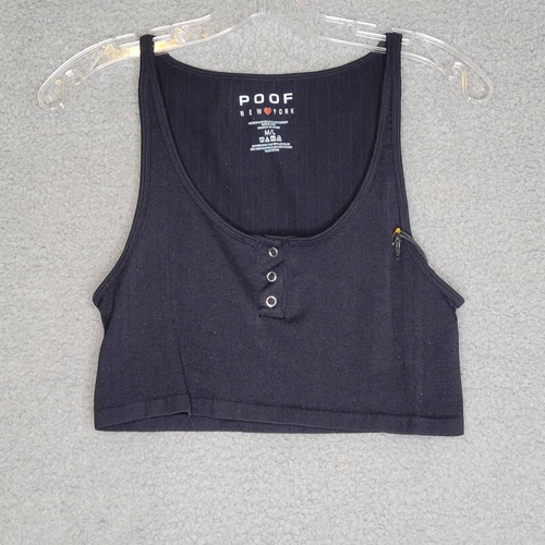 Poof Womens Crop Top Black Rayon Blend Sleeveless Scoop Neck Stretch ...