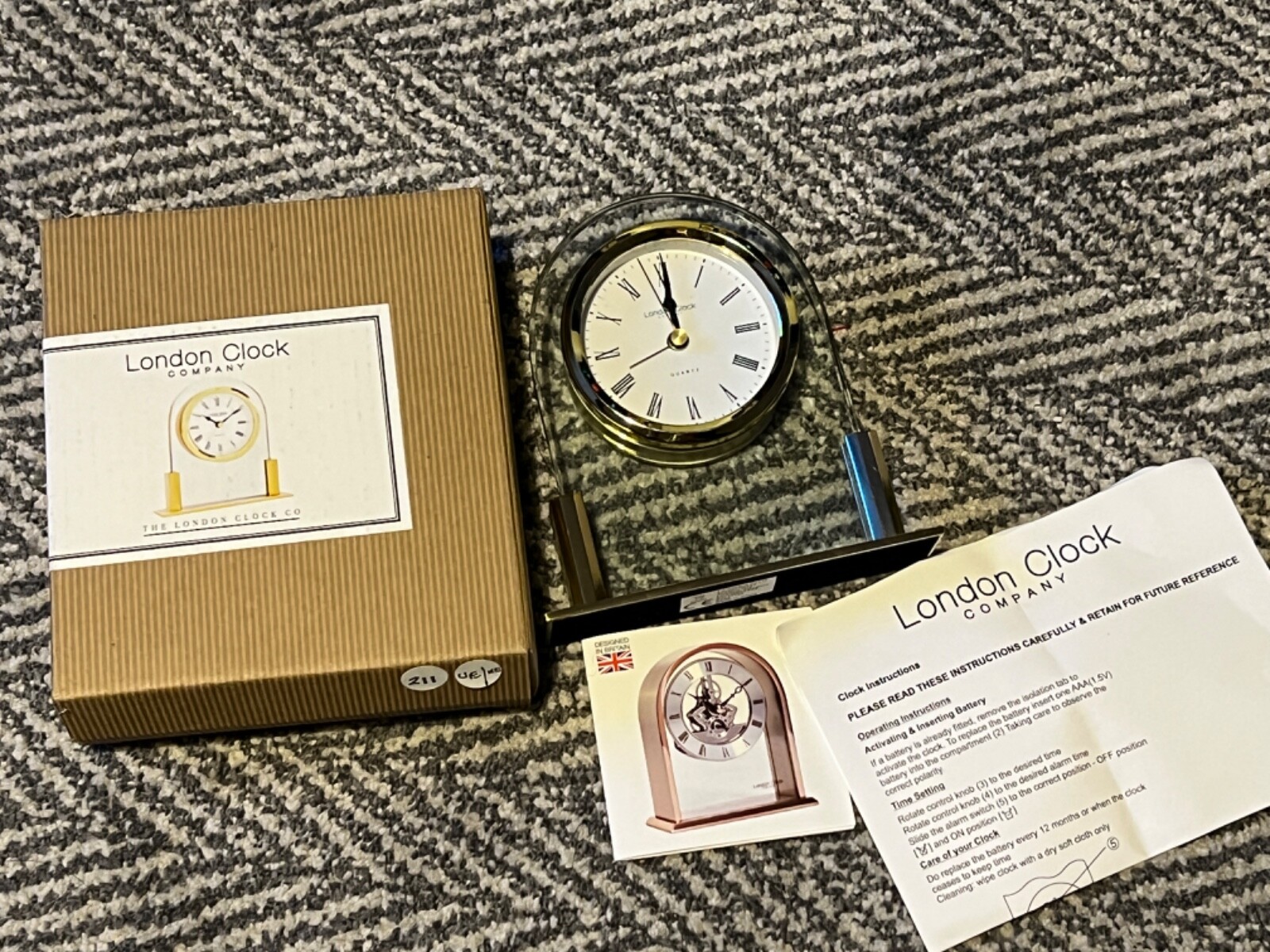 VINTAGE BRAND NEW BOXED LONDON CLOCK COMPANY QUARTZ CLEAR MANTEL RETRO ...
