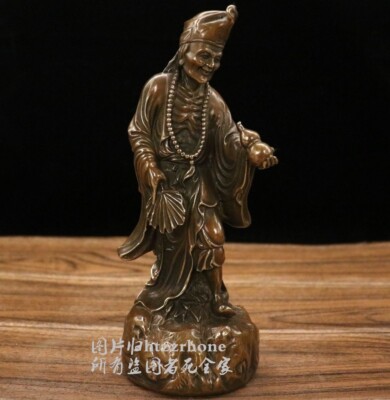 8.7" Brass Mad Buddhist Monk Ji Gong Statue Buddhism Living Buddha ...