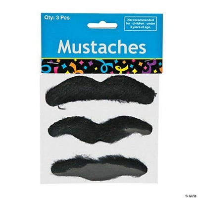 3pc Self Adhesive Black Fake Moustache Costume Mustache Party Fancy ...
