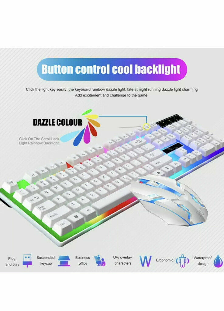 Limeide GTX 300 Suspension Rainbow Light Gaming Mouse & Keyboard | eBay