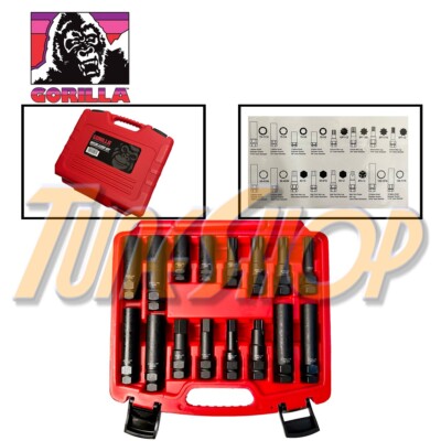 GORILLA 16 PC MASTER TUNER SPLINE HEX STAR SOCKET KEY LOCK LUG NUT SET ...
