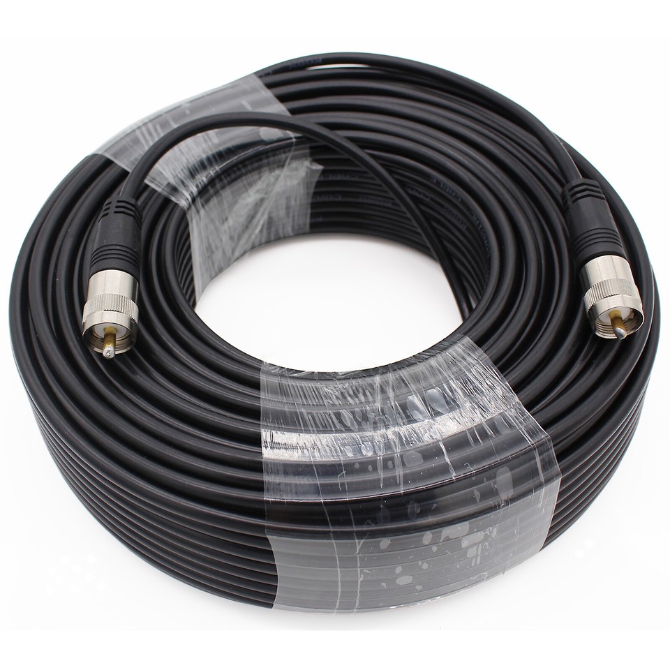 50/100ft RG8x Coaxial Cable UHF PL259 Male to Male Low Loss CB Antenna ...