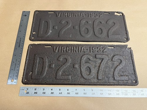 1932 Dealer Virginia License Plates Restoration Project Rare D Series ...
