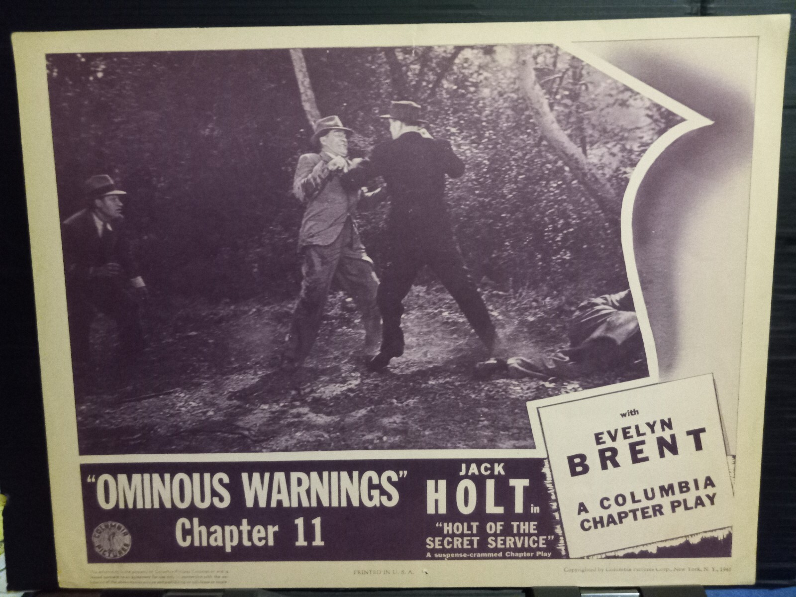 Lobby Card 1941 HOLT OF SECRET SERVICE Chap 11 Jack Holt fight gangsters forest | eBay