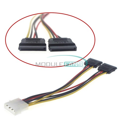 4 Pin IDE Molex to 2 Serial ATA SATA Hard Drive Power Adapter Wire ...