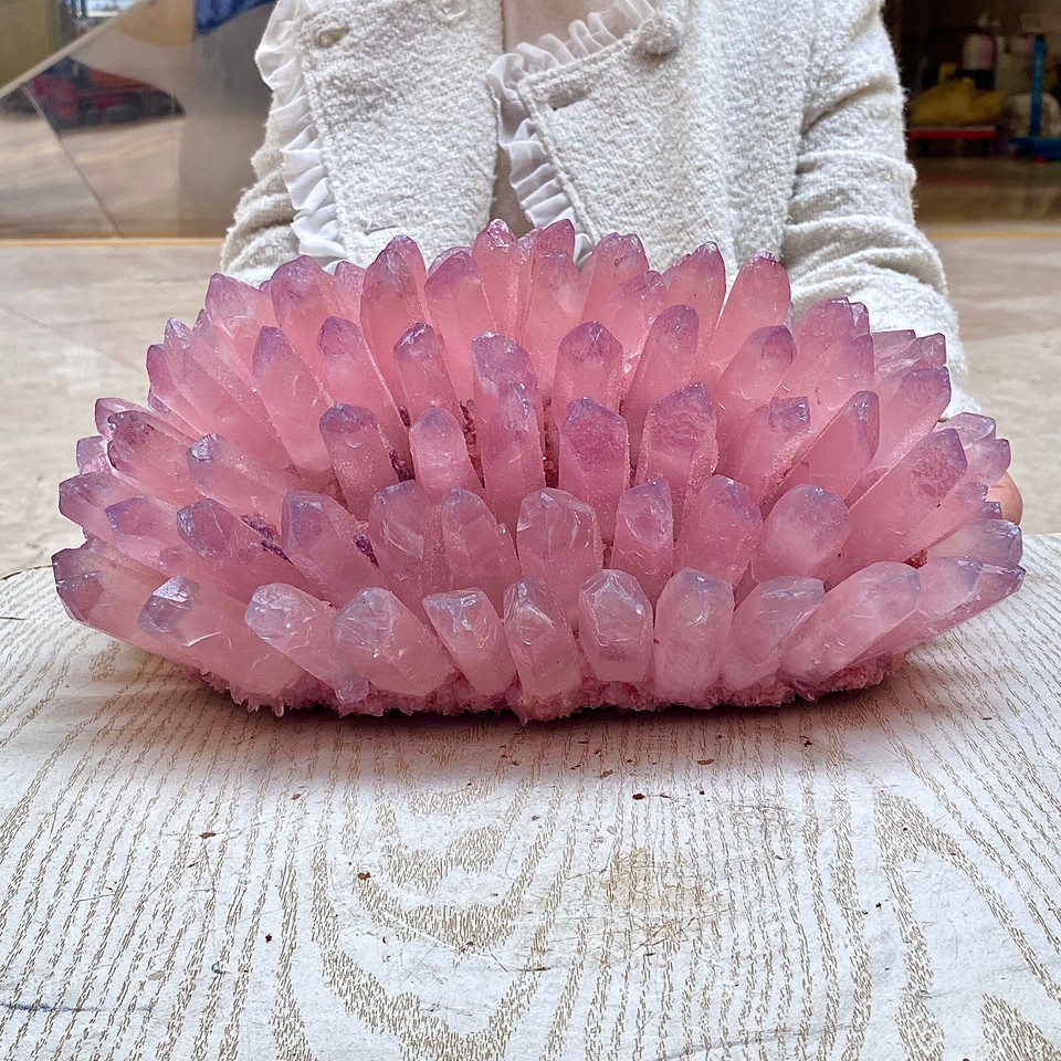 28.68LB High quality pink cluster flower phantom quartz crystal cluster ...