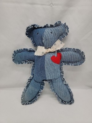 Handmade Denim Plush Teddy Bear 11" | eBay