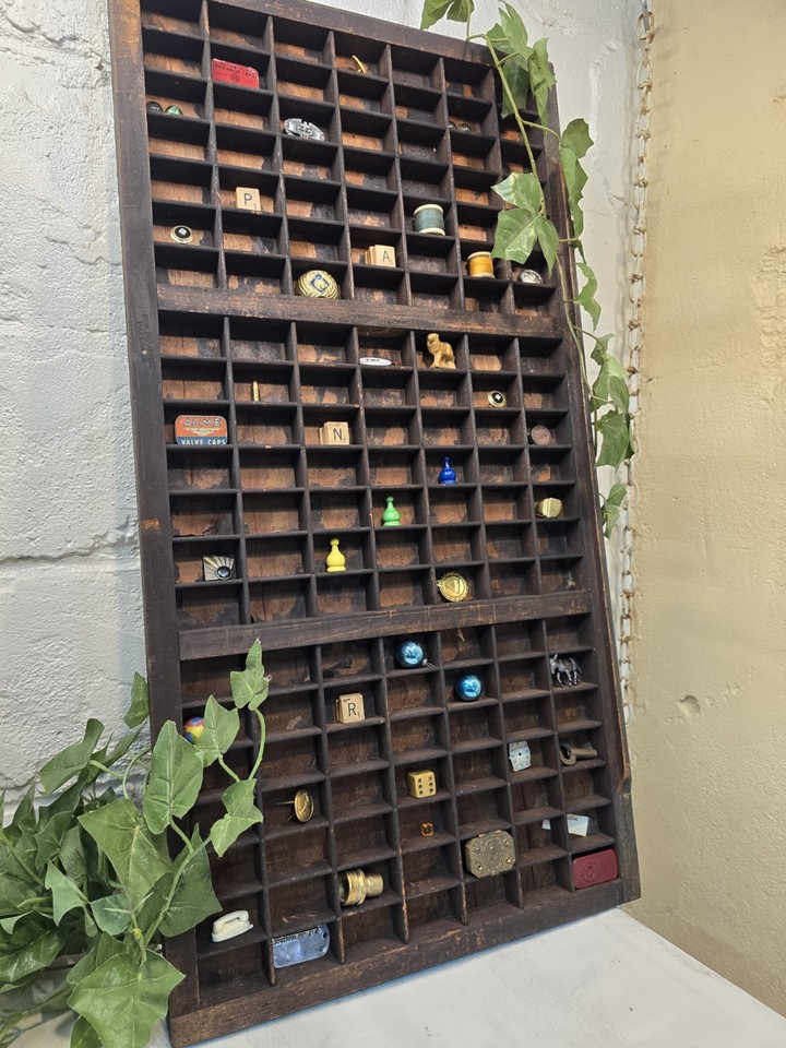 Vintage Wood Printers Drawer Letterpress Type Set Tray Shadow Box ...