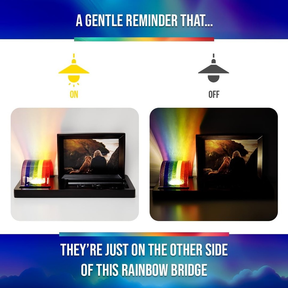 Rainbow Bridge Light and Dog Photo Frame – Radiant Dog Memorial Gifts ...