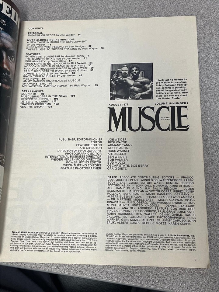MUSCLE BUILDER bodybuilding magazine FRANK ZANE/KEN WALLER & BOYER COE ...