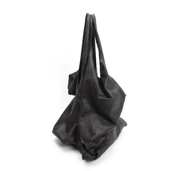 Yohji Yamamoto discord Wool Gabardine Reversible Leather Tote Bag Black ...
