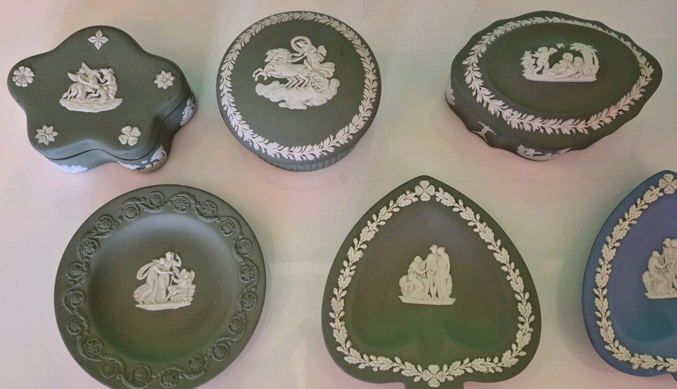 Wedgwood Jasper Ware Art Pottery Green And Blue | eBay UK