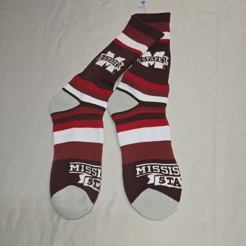 Mississippi State Bulldogs College Red & White Rainbow Stripe Crew ...