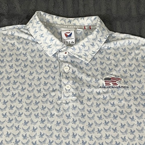 Puma Volition America Golf Polo Mens Large White Eagle Print American ...