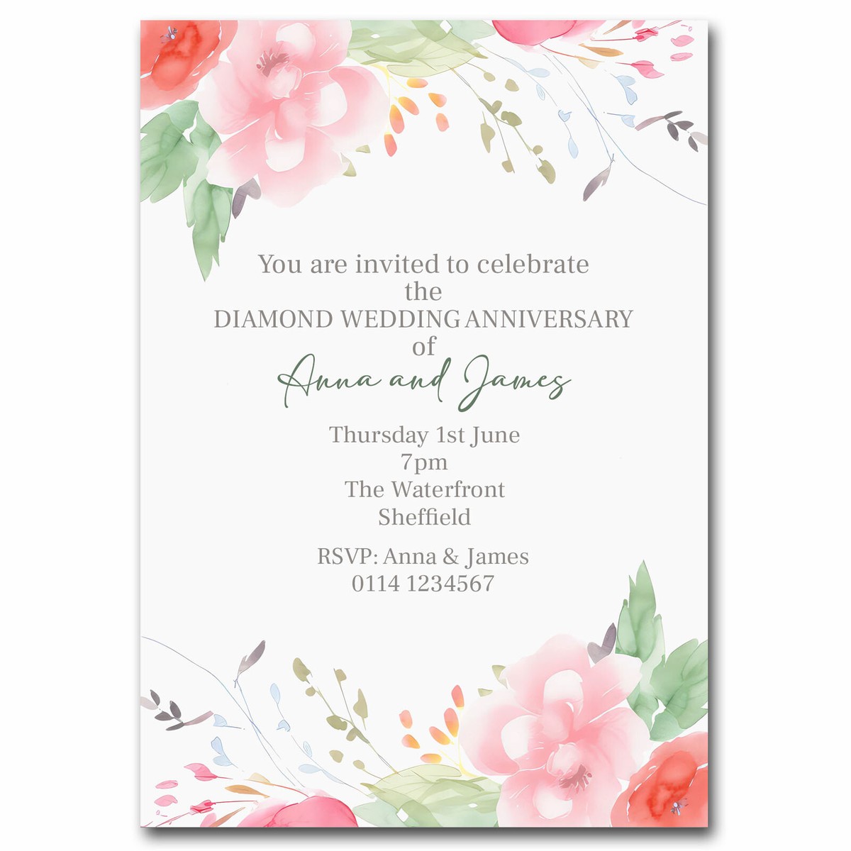 Diamond Anniversary Invitations Printable Diamond Wedding Anniversary