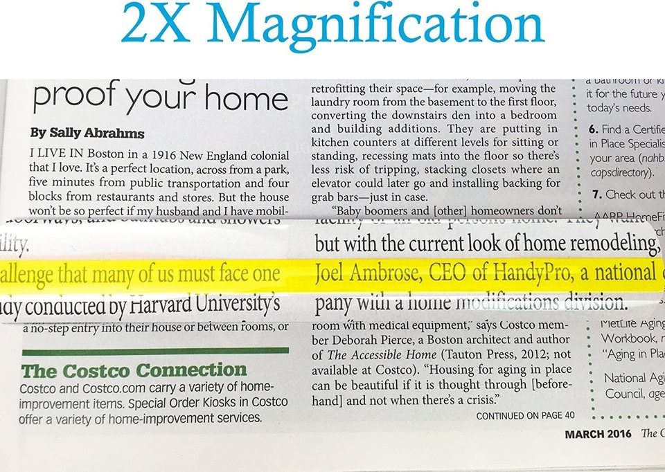 Magnifying Reading Bar Magnifier Lens w/ Yellow Guide Line 2X ...