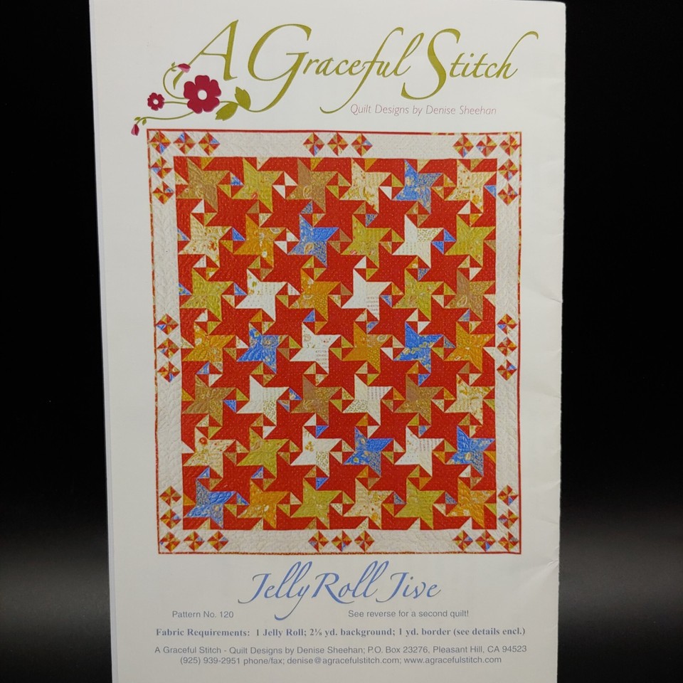 Pinwheel or Star Quilt Patterns - 51x51, 55x63 A Graceful Stitch Jelly Roll Jive | eBay