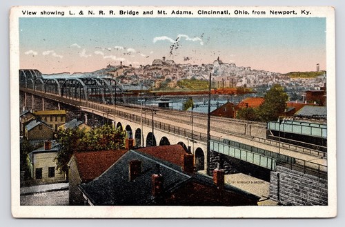 c1920s~Newport Kentucky KY~L&NRR Bridge~Mt Adams~Cincinnati~Vintage ...