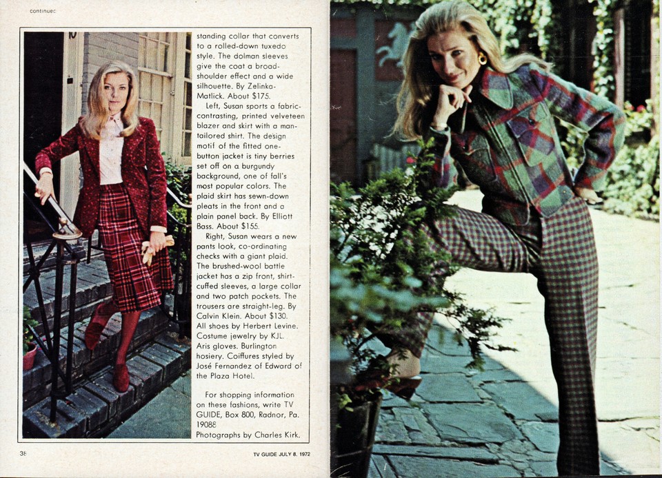 1972 Susan Sullivan (Another World) 4 page fashion shoot tv guide ...