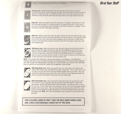 UNO CARD GAME with Customizable Wild Cards! 2-10 PLAYERS . Open box ...