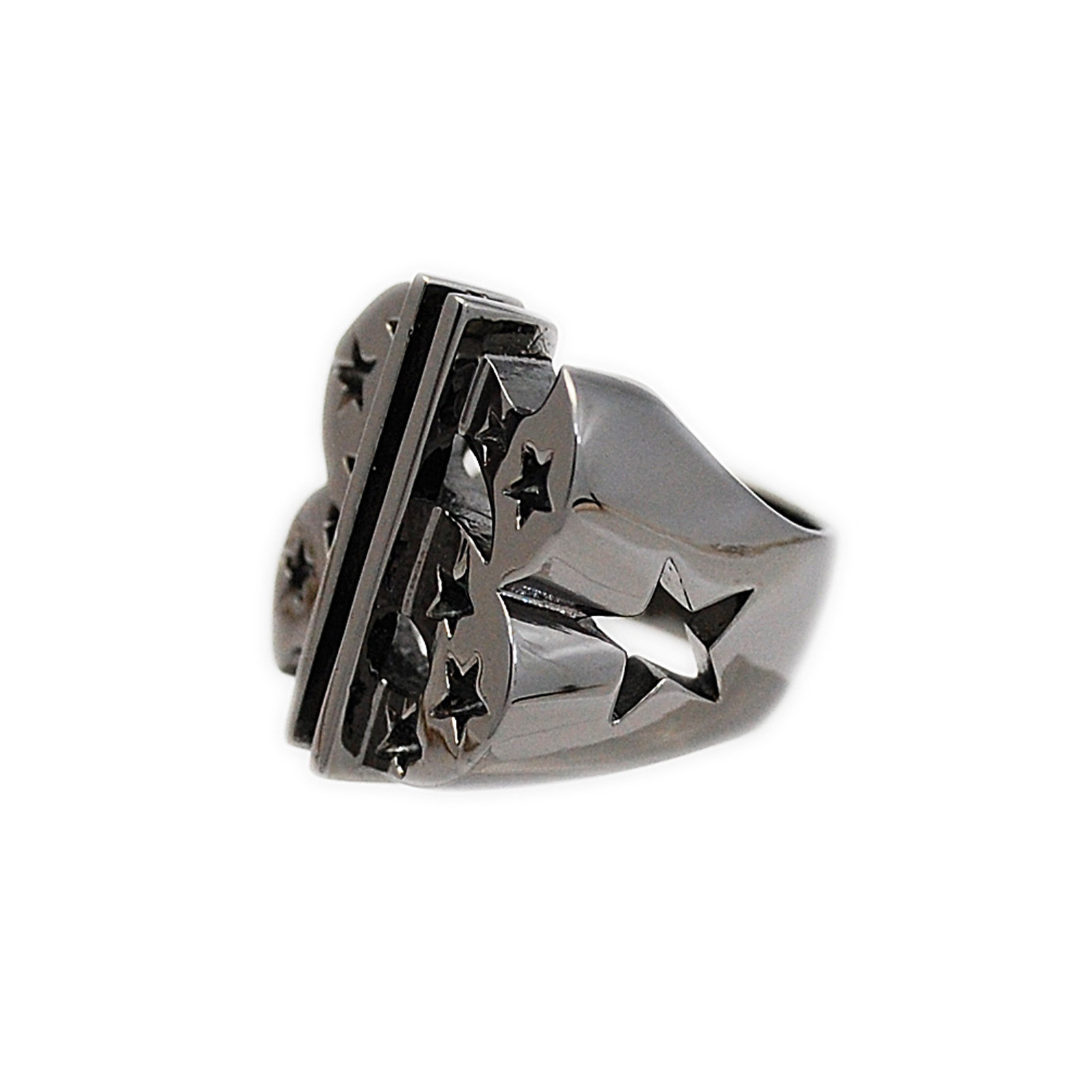 LUCKY DOLLAR STARS BRASS BLACK RUTHENIUM PLATED BIKER JEWELRY RING nd ...
