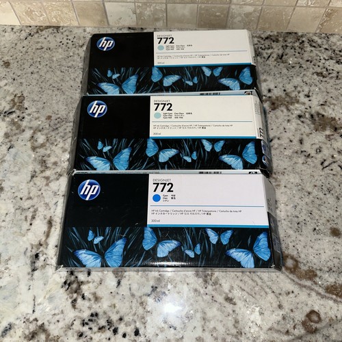 3 New Genuine Sealed HP 772 300 ml High Cap Ink Cartridge CN632A ...