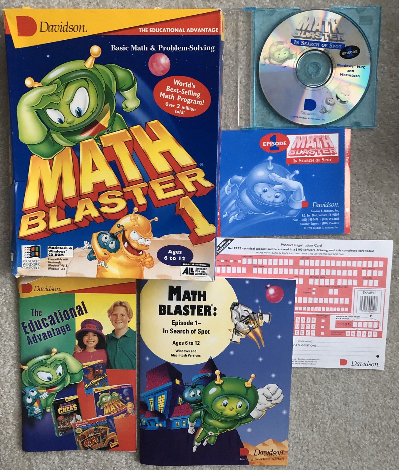Davidson Math Blaster 1 CD-ROM PC Kids Computer Game in Original Big ...