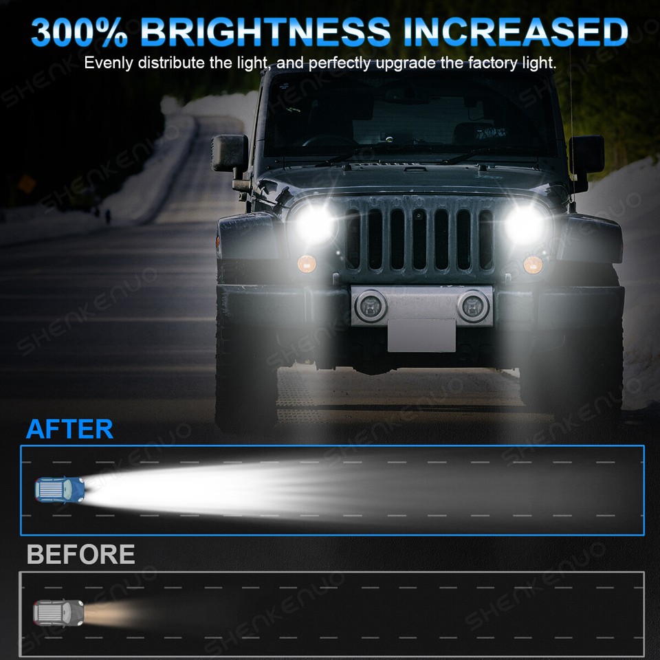 Pair 7 Inch Round LED Headlight Hi/lo Bulbs For Ford LN7000 LN8000 ...