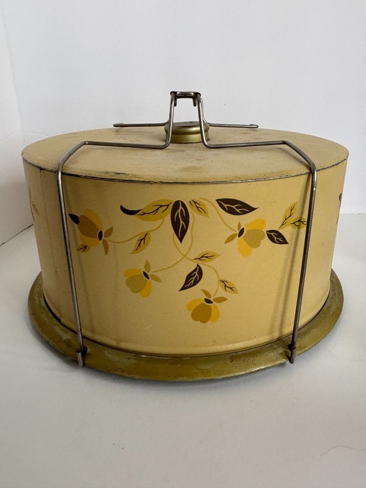 Decoware Metal Cake Carrier Autumn Leaf Pattern Cake Safe Tin Vintage ...