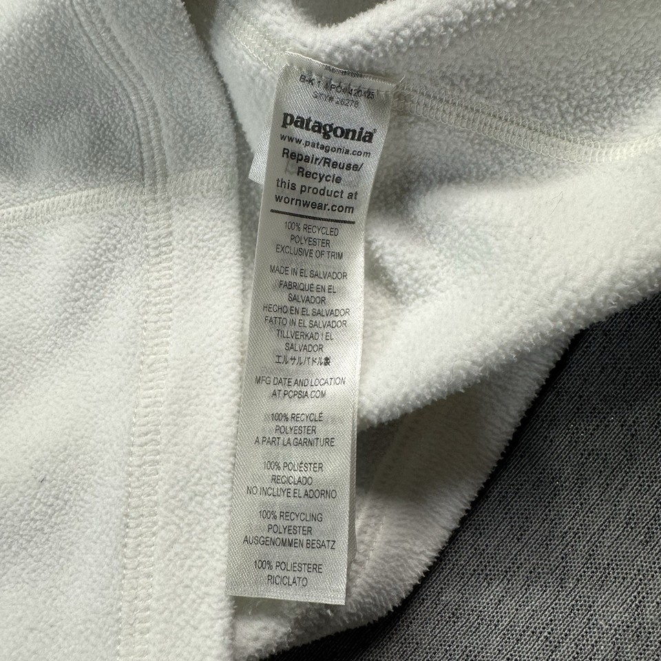 Patagonia Fleece Sweater Woman’s XS White Micro D 1/4 Zip Pullover Top ...