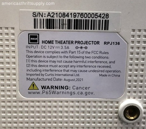 RCA RPJ136 White HDMI USB VGA Built-In Speaker Portable Home Theater ...