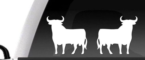 2 Pack Spanish Bulls White Vinyl Decal Car Truck Tablet Laptop Notebook ...