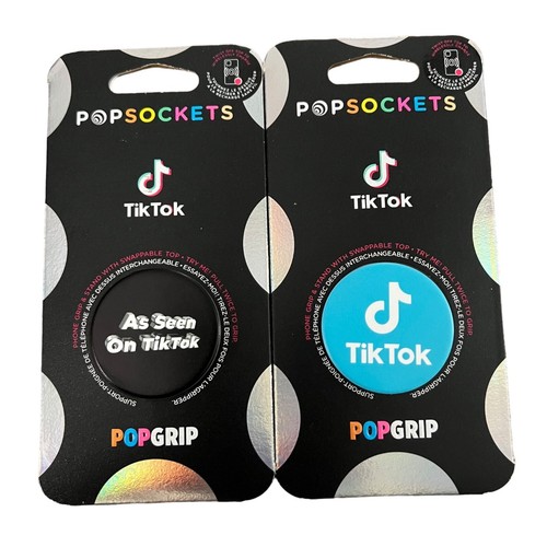 Popsockets Set of 2 TikTok Pop Grips Black Blue As Seen On TikTok | eBay