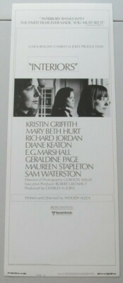INTERIORS ORIGINAL ROLLED 14X36 INSERT MOVIE POSTER 1978 WOODY ALLEN ...