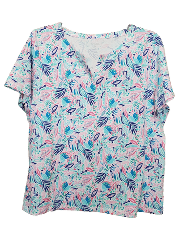 T by Talbots Pastel Multicolor Split Neck Cotton Blend Short Sleeve T-Shirt 2X | eBay