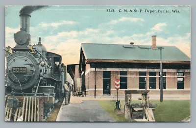 CM&StP Railroad Depot BERLIN Wisconsin—Rare Antique Train Station 1911 ...