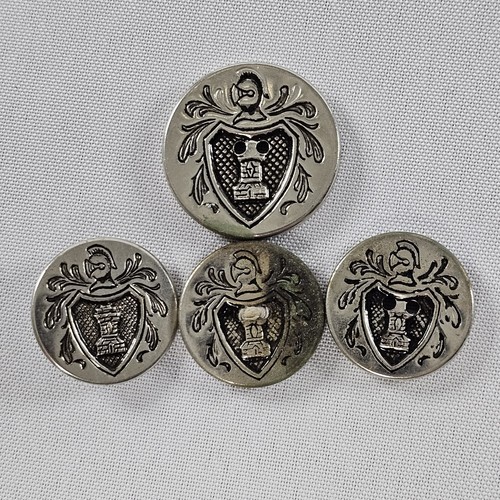 4 Vintage Collectible Metal Buttons Knight Helmet Castle Tower Family ...