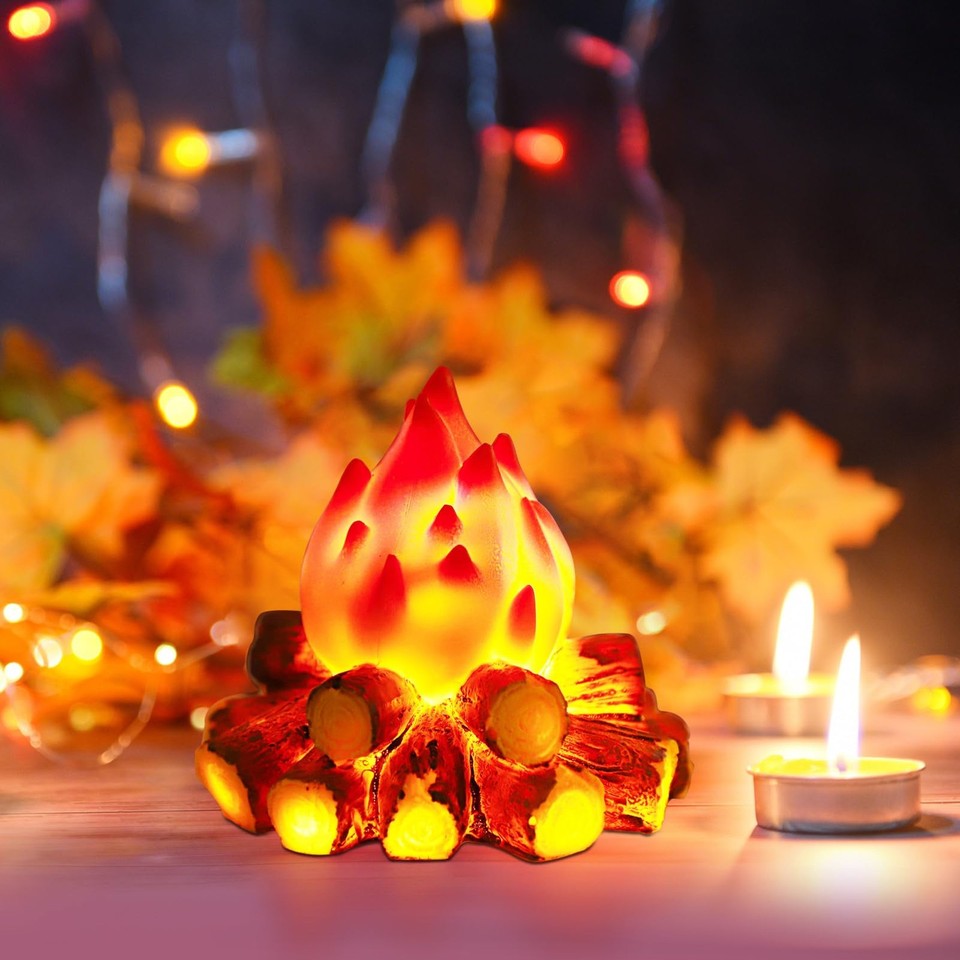 Artificial Fake Campfire Night Light, Fake Fire Pit Firewood Lamp ...