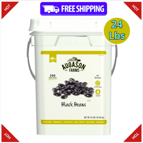 Portable Black Beans Emergency Food Supply Storage Meals 24 lbs Bucket ...