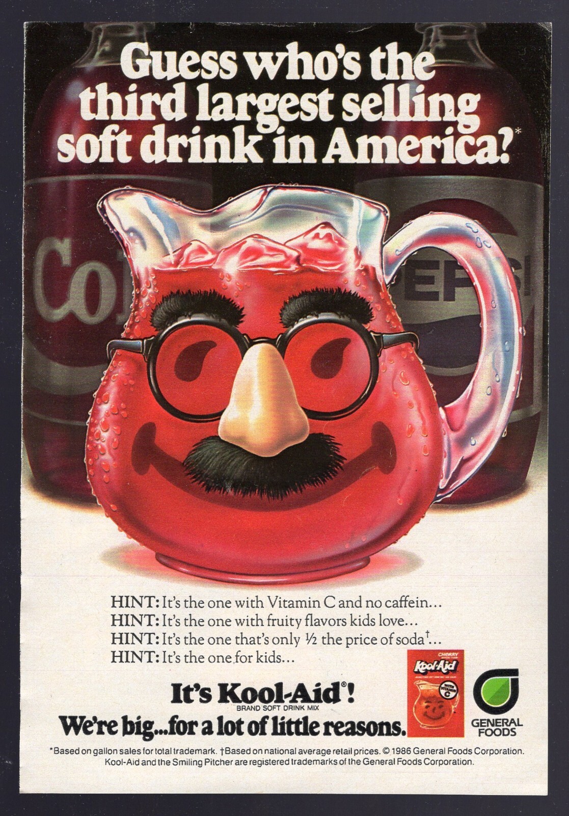 1986 PRINT AD ~ KOOL AID FUNNY FACE PITCHER with MUSTACHE | eBay