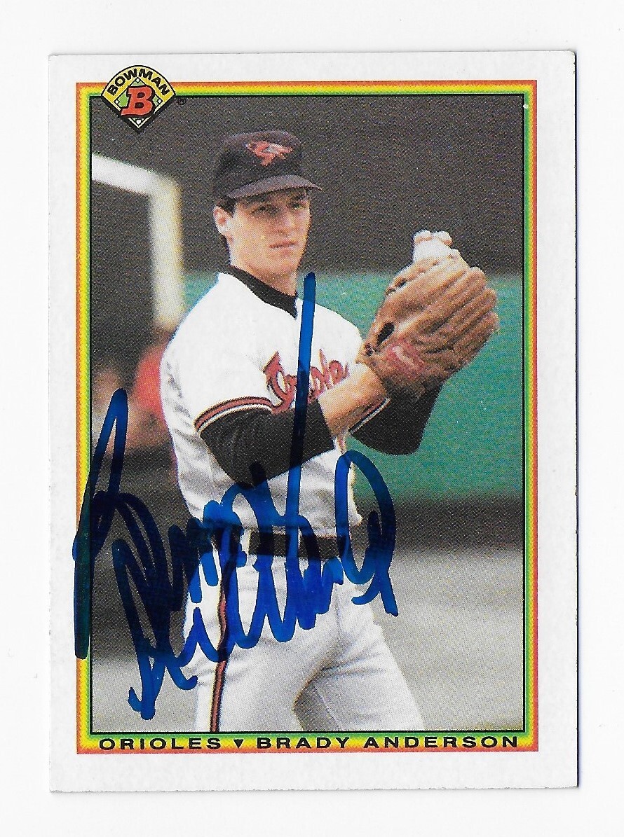 1990 BOWMAN BRADY ANDERSON ORIOLES RED SOX AUTOGRAPHED SIGNED BASEBALL ...