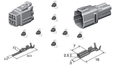 KIT CONNECTOR SUMITOMO MT SEALED MALE FEMALE 4 WAY + TERMINAL AND 8 ...