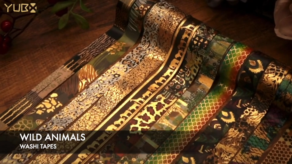 Wild Animals Washi Tape Set 12 Rolls Gold Foil Print Decorative Masking ...